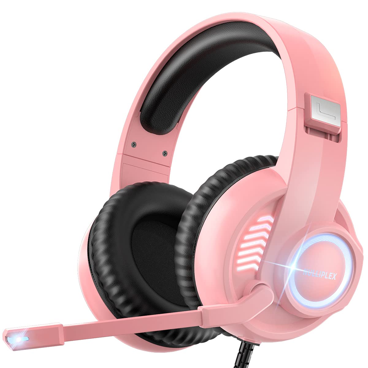 Gaming Headsets for Xbox One PC PS4 PS5 - Computer Over Ear Headphones with Noise Cancelling Mic & Stereo Sound for Nintendo Switch - Pink