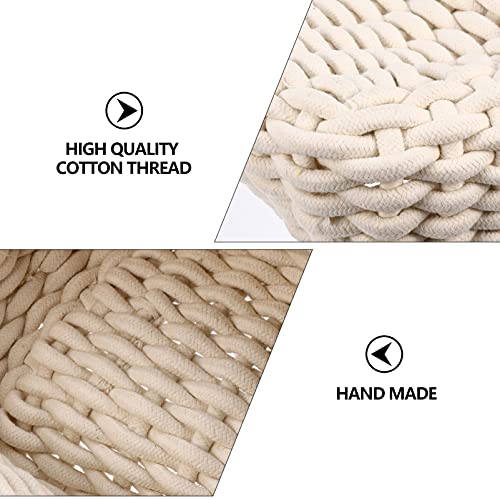 Veemoon Storage Bins Storage Bins Sundries Container Basket Woven Cotton Rope cotton woven basket cotton thread basket woven storage basket Storage Basket, Cotton Small Basket Baskets