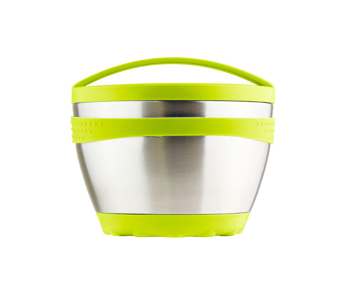 Kid Basix Safe Bowl, Reusable Stainless Steel Lunchbox Container for Adults, Thermos for Hot & Cold Food Storage, Dishwasher Safe, 16oz Lime (Color may vary)