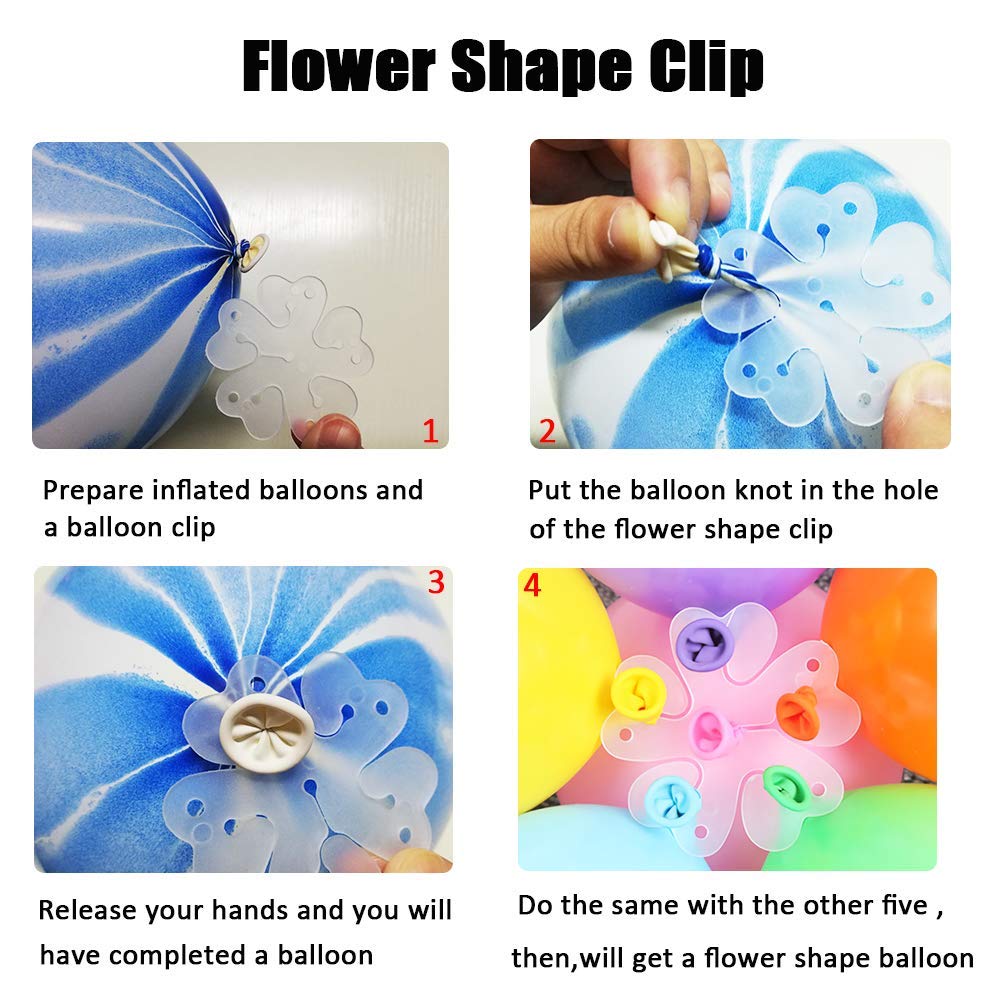 PASOCON 30 Pcs White Flower Shape Balloon Clips, Reusable, for Balloon Arch, Birthday, Baby Shower, Graduation, Wedding Decorations