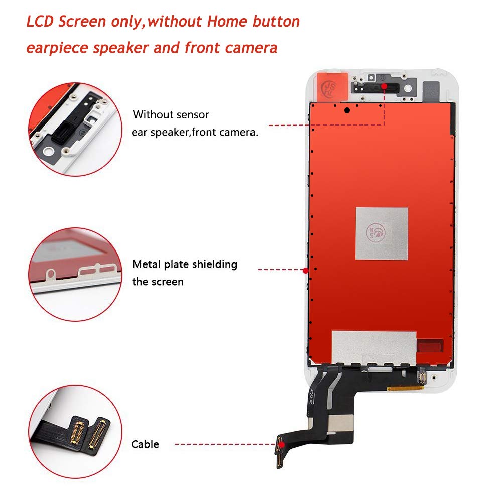 for iPhone 8 Plus Screen Replacement White 5.5 inch,YOXINTA 3D Touch LCD Screen Digitizer Replacement Frame Display Assembly Set with Repair Tool Kit (iPhone 8 Plus Screen, White)