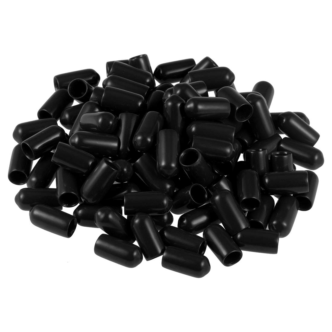uxcell 200pcs Rubber End Caps 1/4"(6mm) ID Vinyl Round End Cap Cover Screw Thread Protectors Black