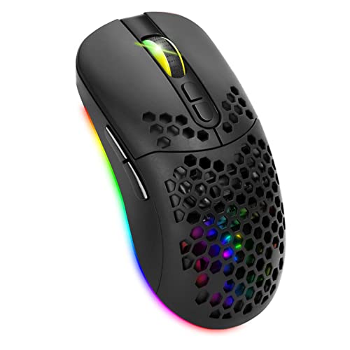 Gaming Mouse Lightweight 2.4G 6 Buttons Bluetooth-Compatible Mouse Computer Mice Power-Saving Luminous Black