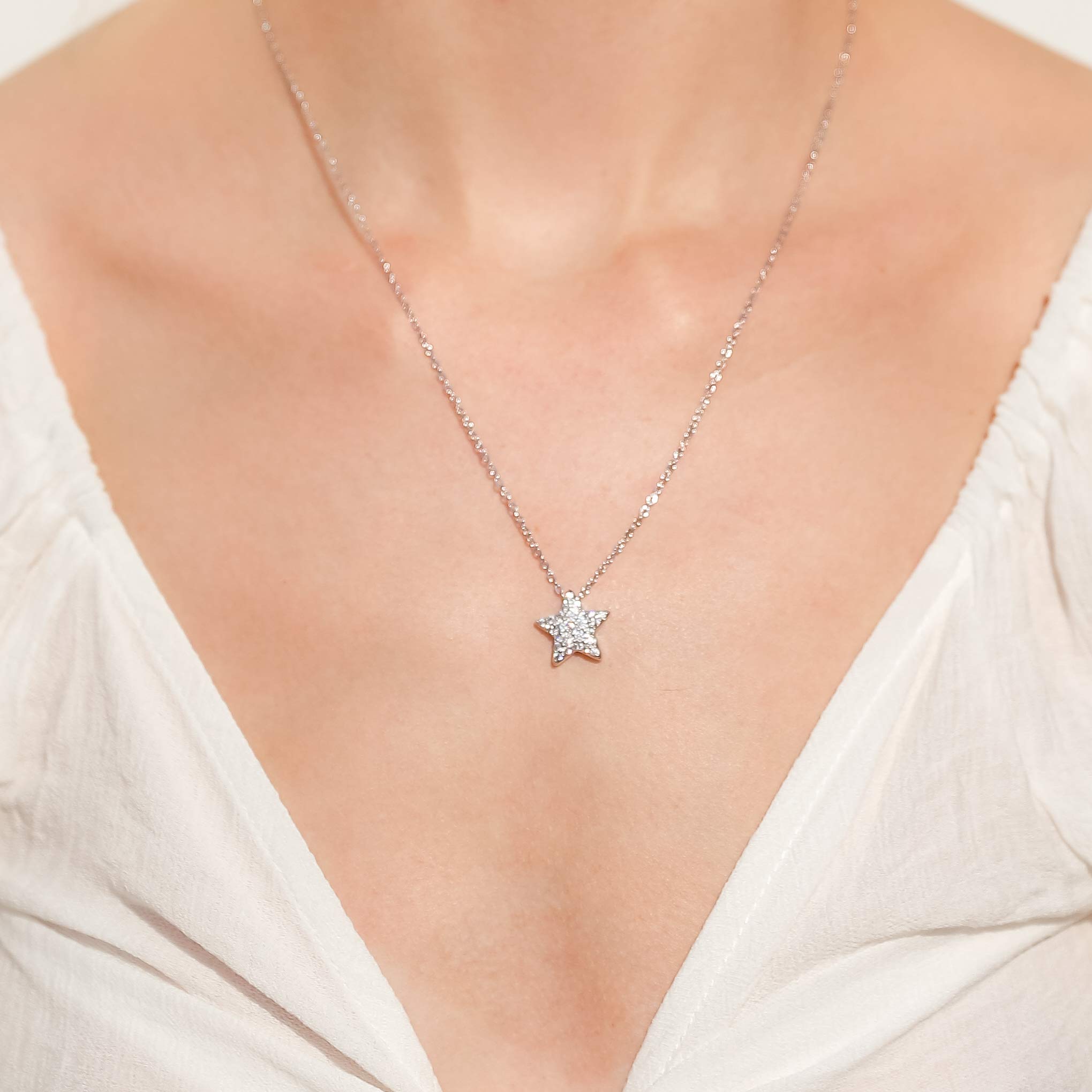Heart Made of Gold CZ Star Pendant Necklace (Silver)