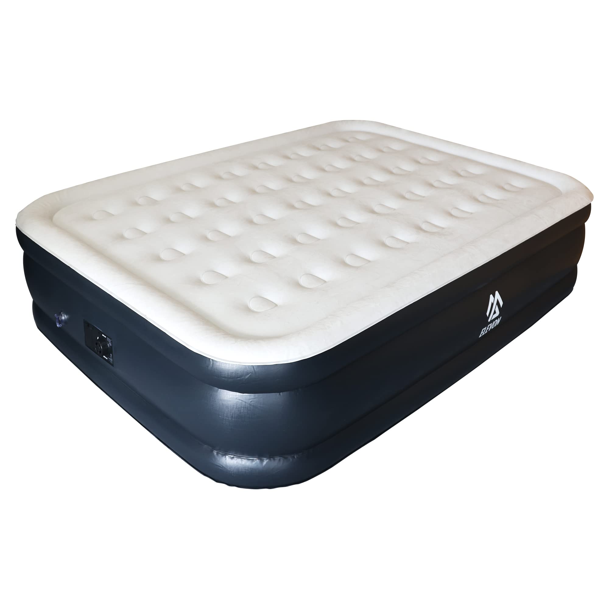 Elevon Air Mattress with Built in Pump - Luxury Double High Inflatable Bed for Home, Travel & Camping, Queen, 20", Vavy/White