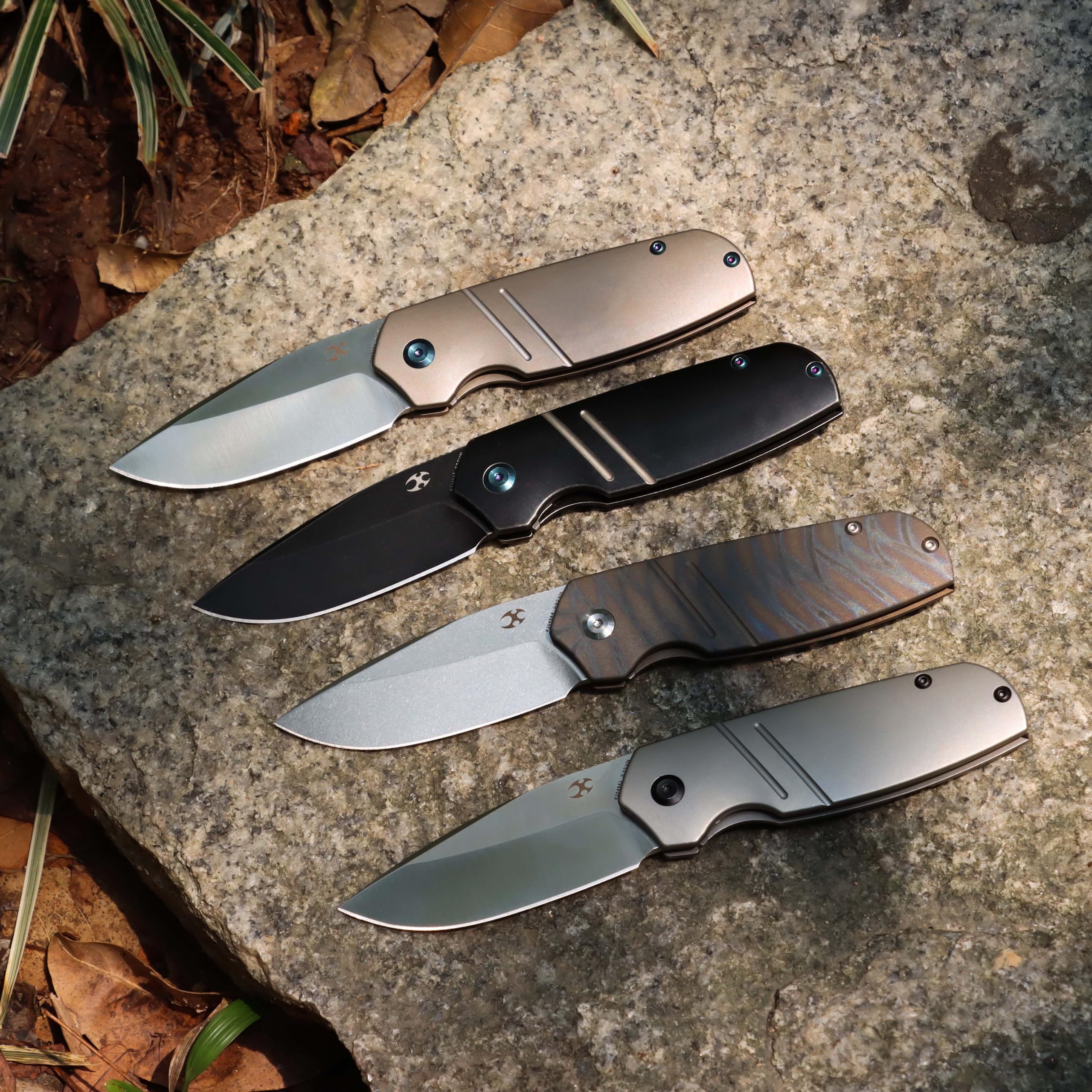 KANSEPT Turaco Pocket Folding Knives for Men EDC Camping Folding Knife 2.85'' CPM-S35VN Material Pocket Folding Knife with Tiger Stripe Flamed Titanium Handle Everyday Carry K2049A4
