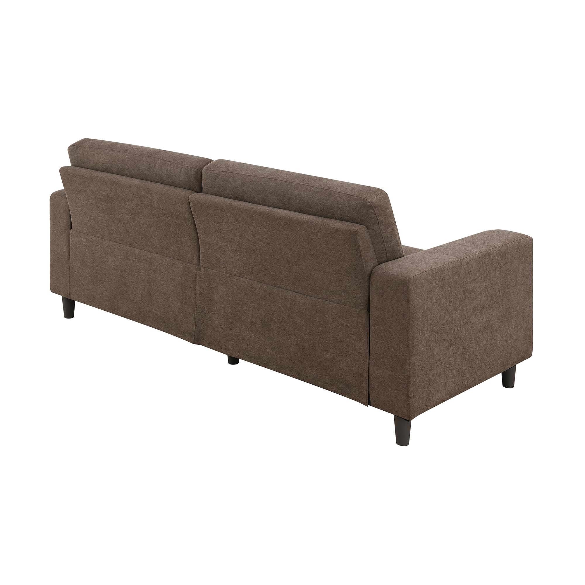 LULUTONG 75.2'' Living Room Modern Brushed Fabric Upholstered Sofa, 3 Seater Couch for Apartment, Dorm, Bonus Room, Office, Studio, Living Room, Bedroom, Solid Wood Frame, Easy Assembly - Brown