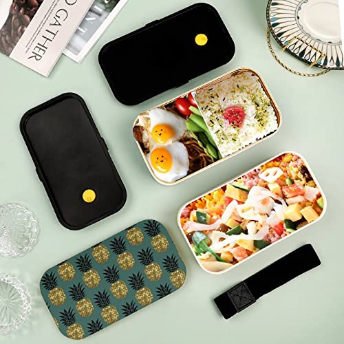 Pineapples Bento Lunch Box Leak-Proof Bento Box Food Containers with 2 Compartments for Offce Work Picnic Yellow-Style