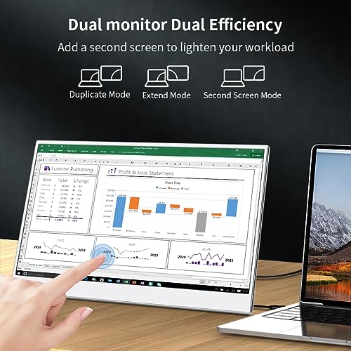Magedok Portable Monitor,14”Touchscreen Monitor,FHD 1080p,100% sRGB Display,with USB-C,HDMI,Mini DP,Folding Kickstand Extend Second Screen for Laptop/PC/Phone/Switch/Xbox