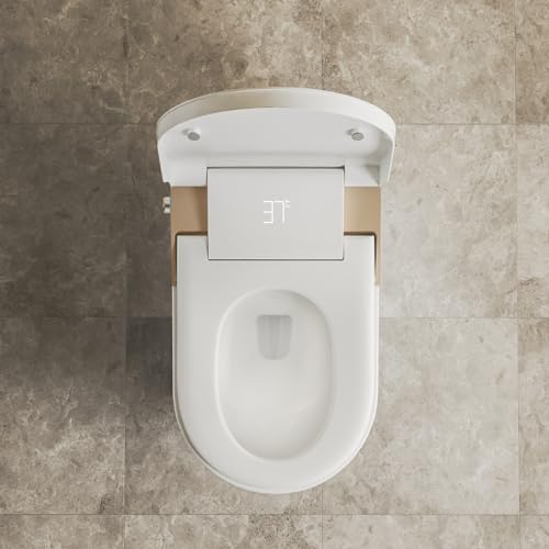 One Piece Elongated Smart Toilet Bidet with Auto Open & Close, Auto Flush, Foot Sensor Flush, LED Temperature Display, Heated Seat and Integrated Multi Function Remote Control