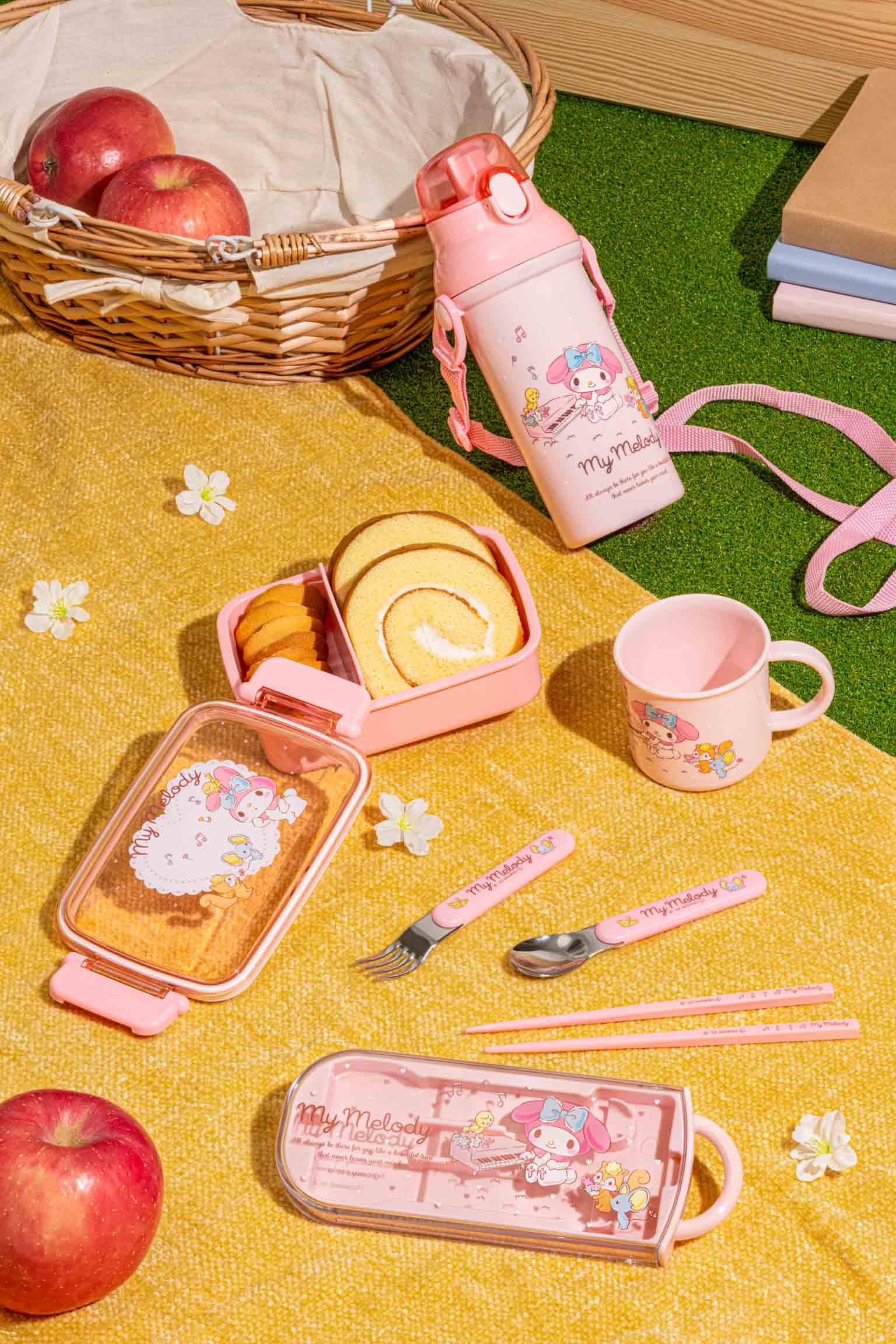 My Melody Utensil Set - Includes Reusable Fork, Spoon, Chopsticks and Carrying Case - Authentic Japanese Design - Durable, Dishwasher Safe- Music
