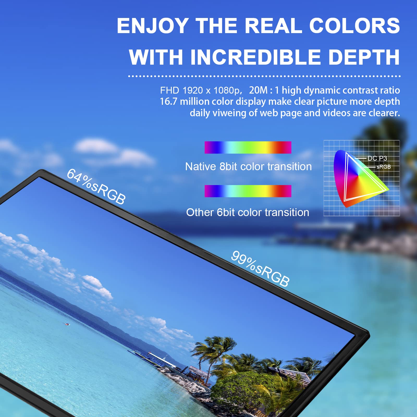 JOOPNE 24 inch Computer Monitor 1920 * 1080P Full HD 75Hz VESA Support HDMI 2.0 VGA,Black