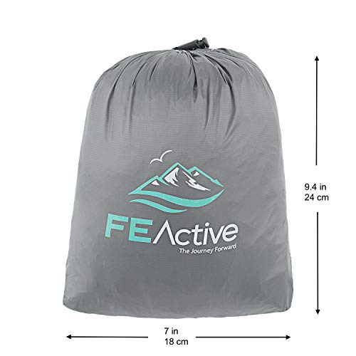 FE Active Rain Fly Canopy Tent - X Large Tarp 12' x 9' with 380T Ripstop 5000mm Waterproof Coating for Rain & Wind Protection Tarp Cover for Camping Hammock & Tent Areas | Designed in California, USA