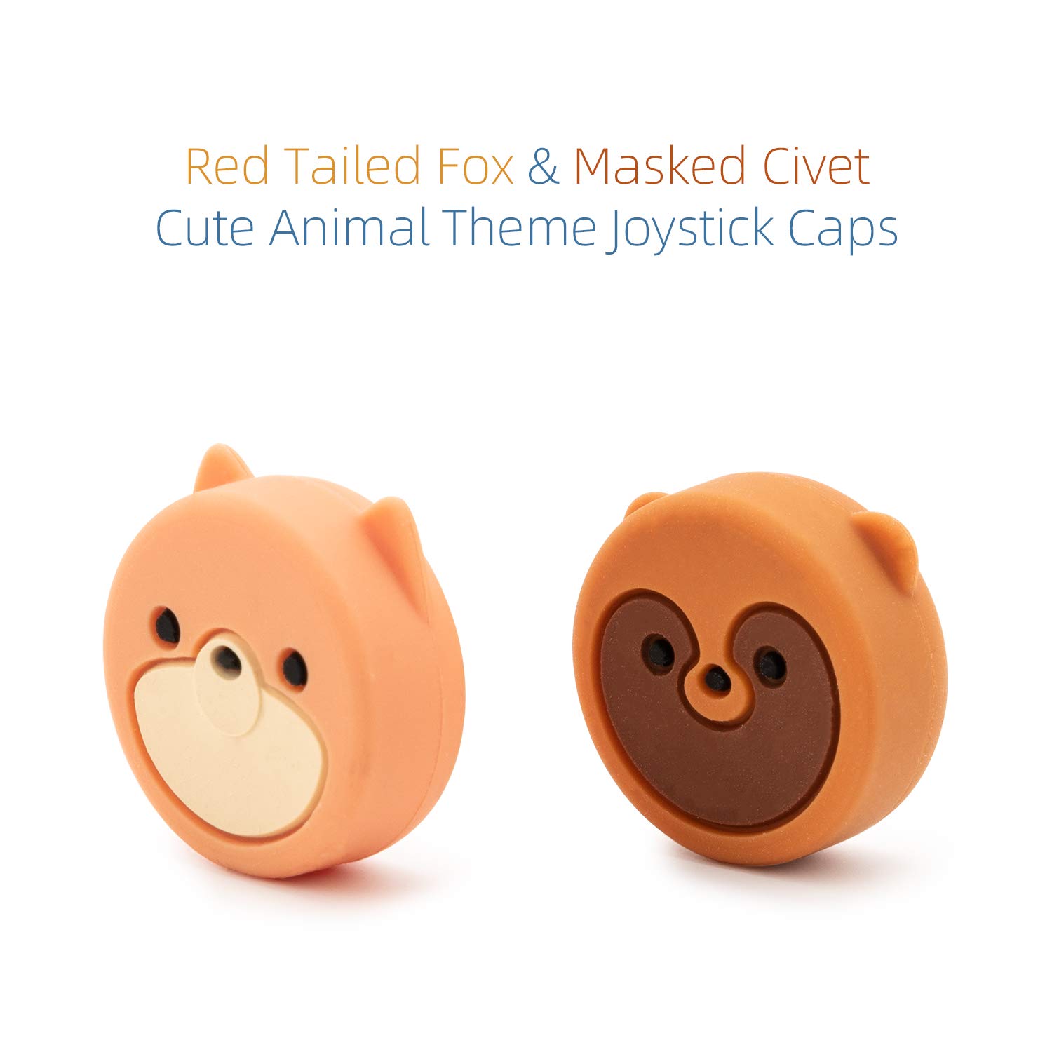 GeekShare 4PCS Cute Animal Theme Thumb Grip Caps,Soft Silicone Joystick Cover Compatible with Nintendo Switch/OLED/Switch Lite - Fox and Civet