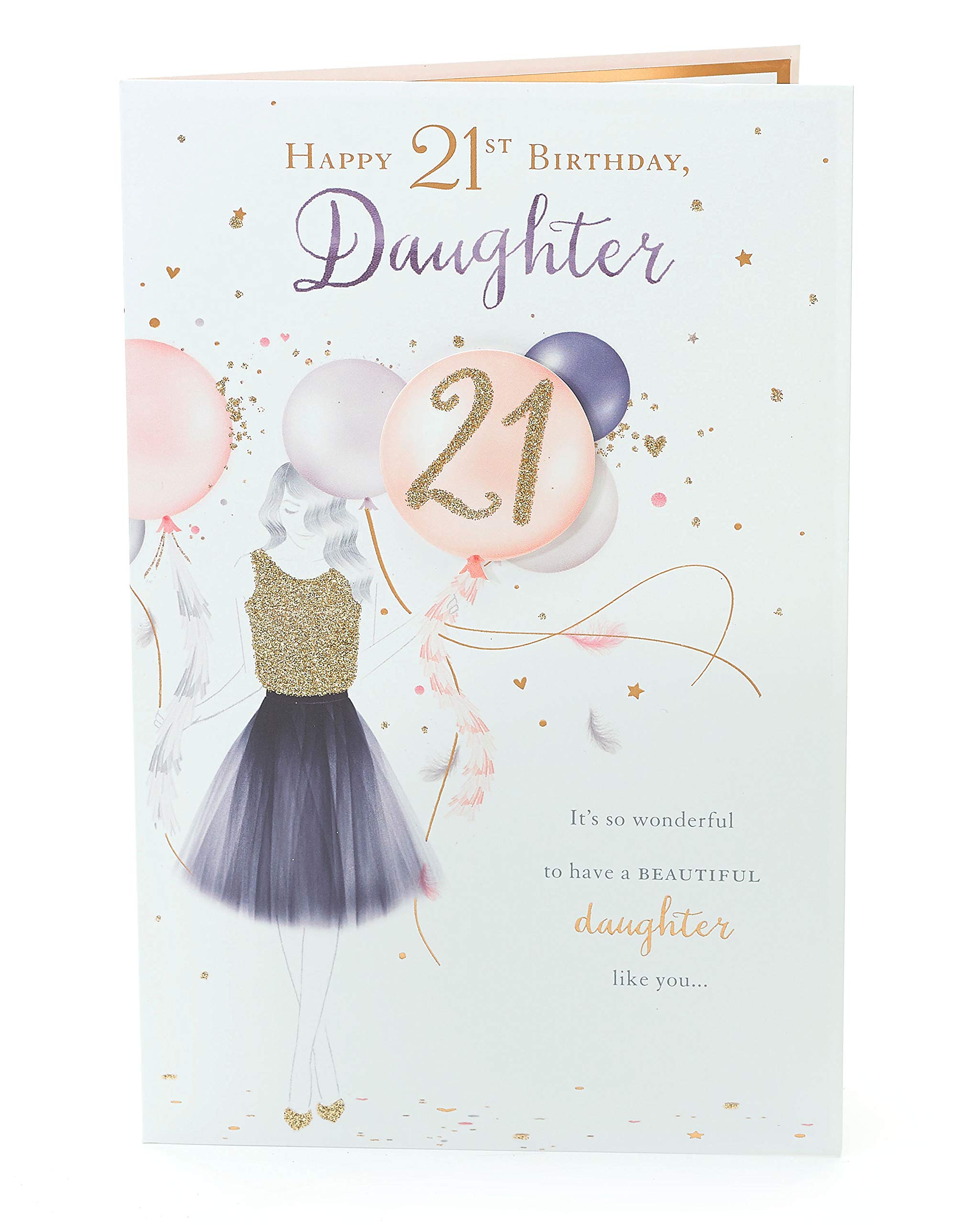 UK Greetings 21st Birthday Card for Daughter with Gold Glitter