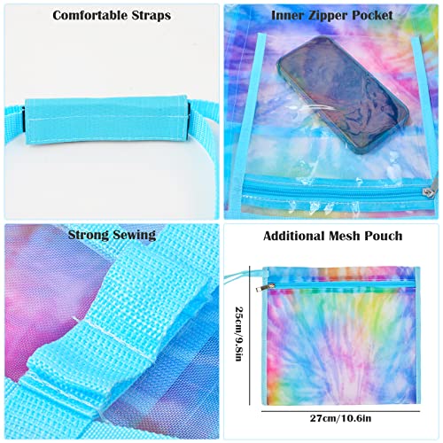 Nidoul Mesh Beach Bag, Beach Tote Bag with Zipper Pocket, Packable Large Beach Bags for Women Kids Vacation Travel Pool Swim