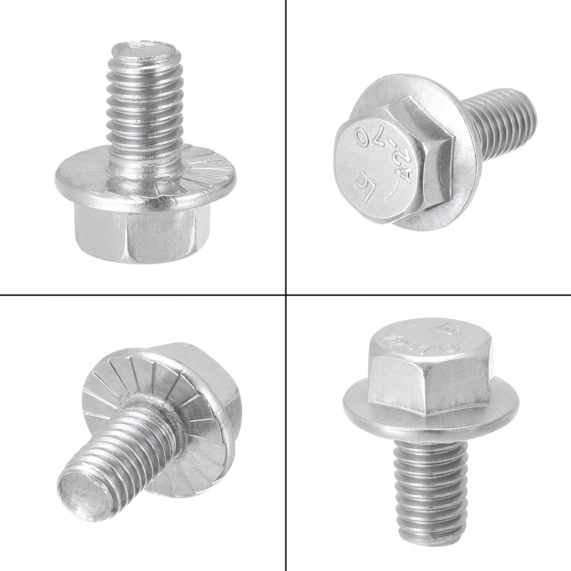 uxcell M5x8mm Hex Serrated Flange Bolts Screws Metric Thread 304 Stainless Steel 50pcs