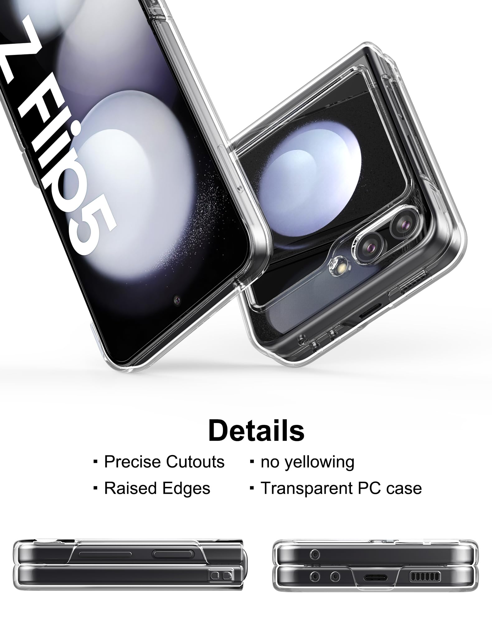 Foluu Case for Samsung Galaxy Z Flip 5, Galaxy Z Flip 5 Phone Case Clear, Hard PC Back Bumper Protective Shockproof Scratch Resistant Case for Samsung Galaxy Z Flip5 5G 2023 (Crystal Clear)