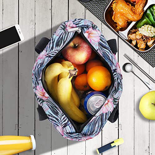 MOV COMPRA Lunch Bag Women Tote Organizer Bag Insulated Lunch Cooler Bag with Removable Zipper Handbag for Work Travel Picnic(Pink Flower)