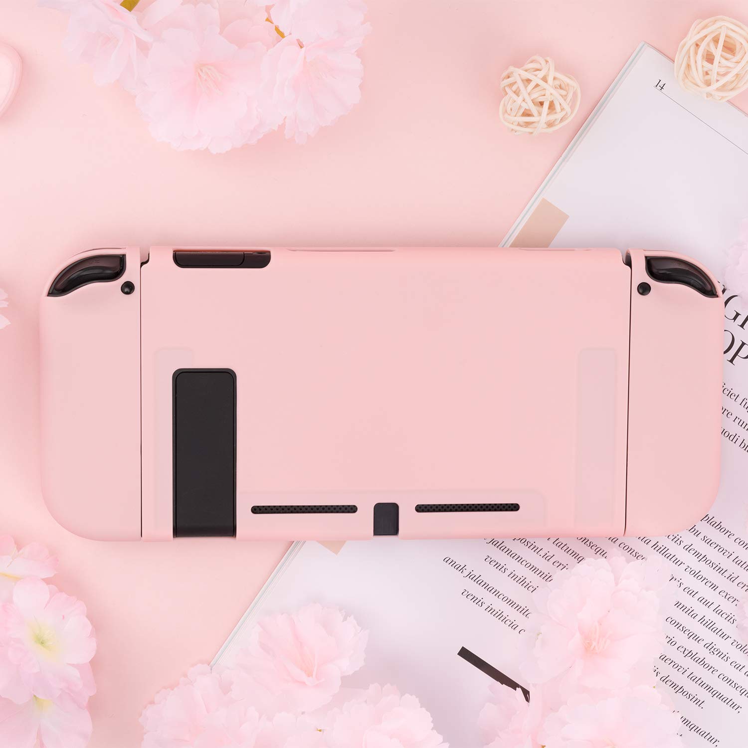 GeekShare Protective Case Slim Cover Case for Switch and Joy Con - Shock-Absorption and Anti-Scratch (Sakura Pink)