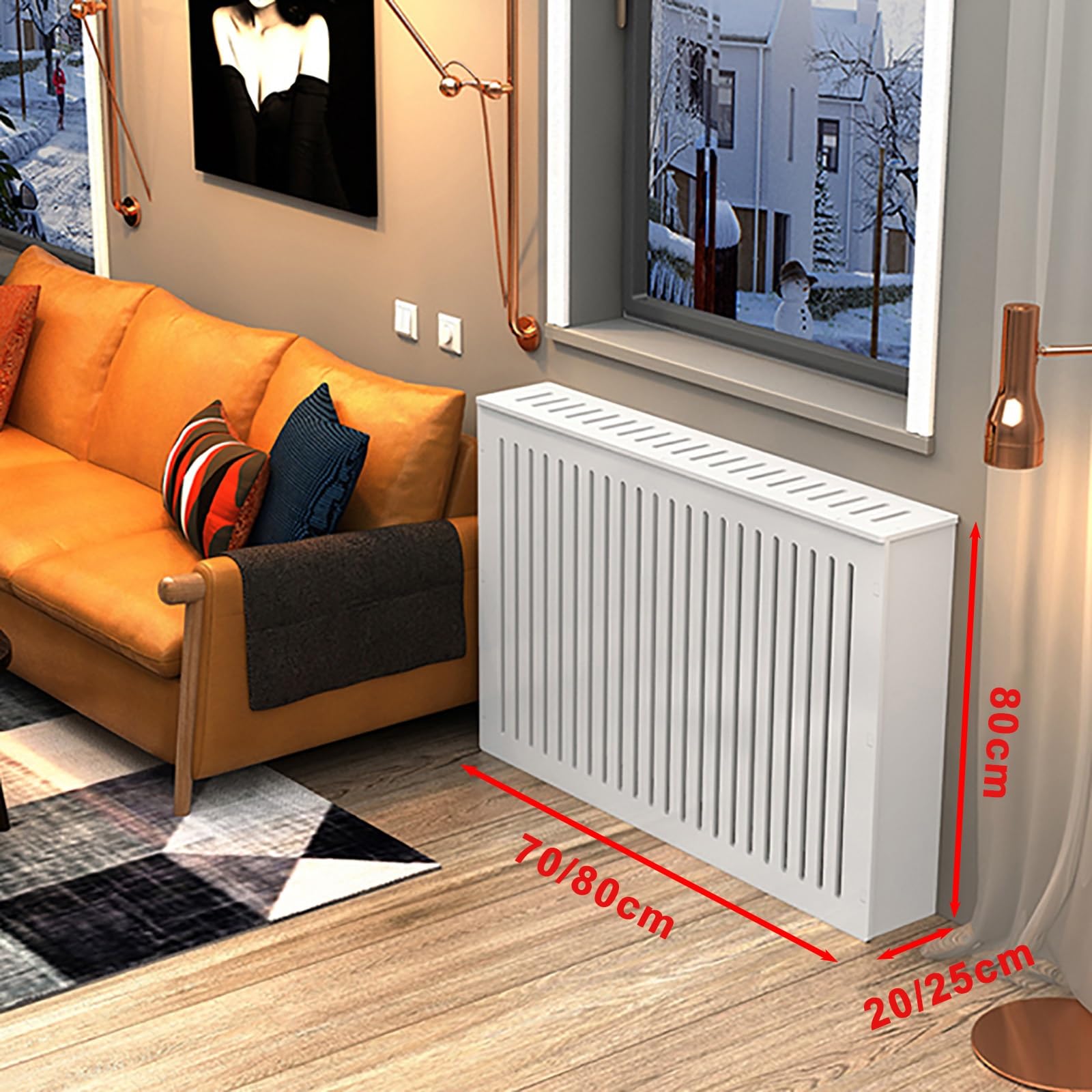 Radiator cover,White Modern Radiator Cover,Heating Cabinet Storage Shelf,MDF radiator covers,Easy to install, good air permeability, strong load-bearing capacity, covers pipes,for living room, bedroom