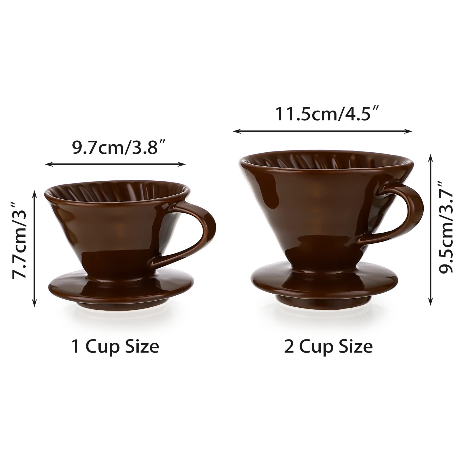 ELLDOO Ceramic Pour Over Coffee Dripper, Coffee Dripper Cone Brewer, Pour Over Cone Coffee Maker Slow Brewing Accessories for Home Office Cafe, 1 Cup Size, Red
