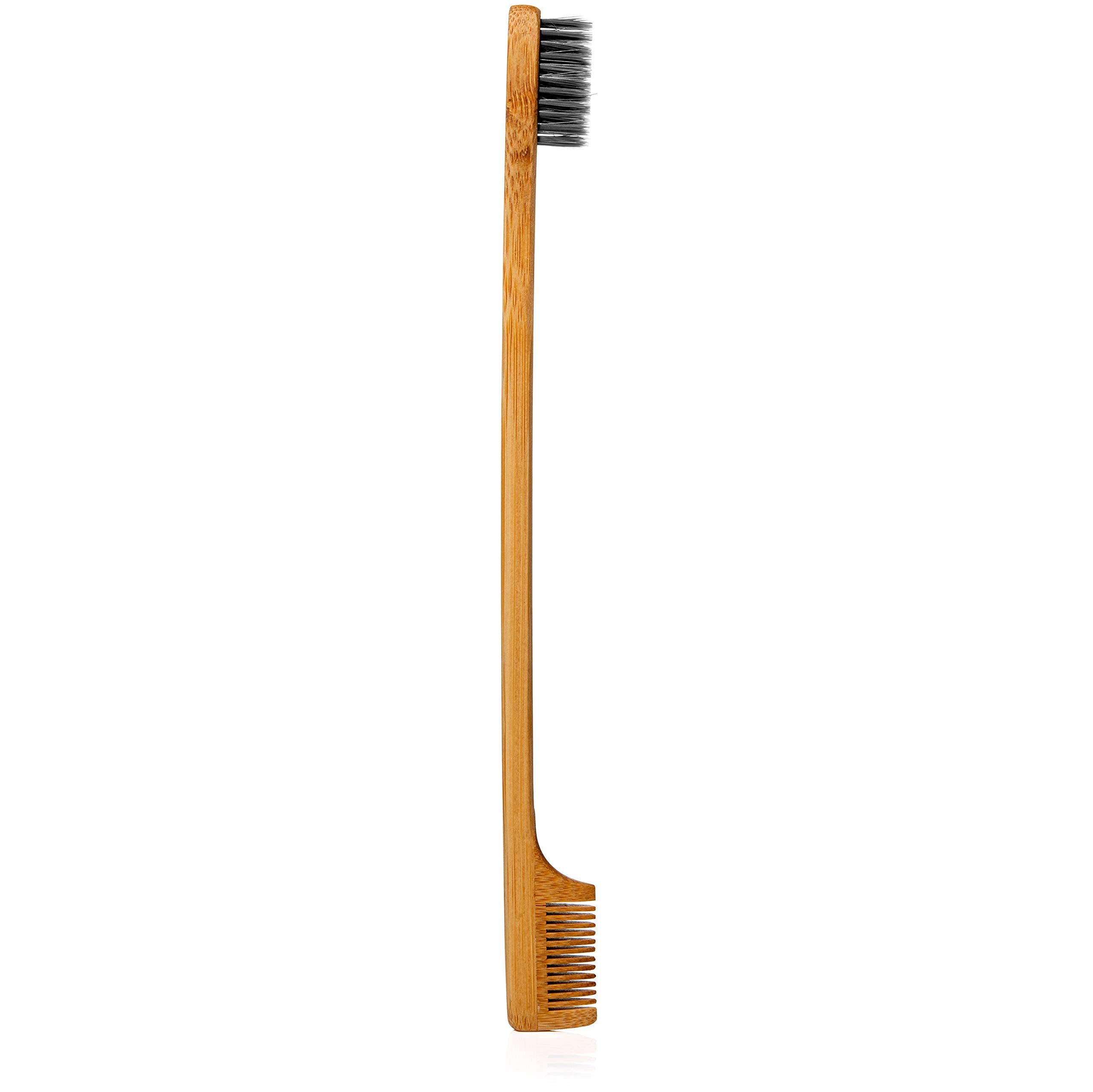 GranNaturals Edges Brush and Comb for Edge Control - Sturdy Bamboo Handle - Styling & Gentle Care Tools - Edge Fixer for Baby Hairs - Compact Curling Accessories for Curly Hair