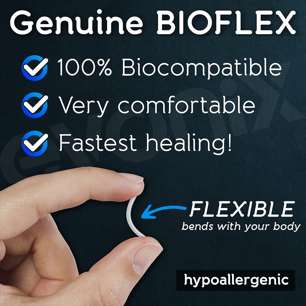 Evonix 4pc 14g Bioflex Belly Button Retainers Clear Invisible Rings Bioplast Navel Plastic 10mm 3/8