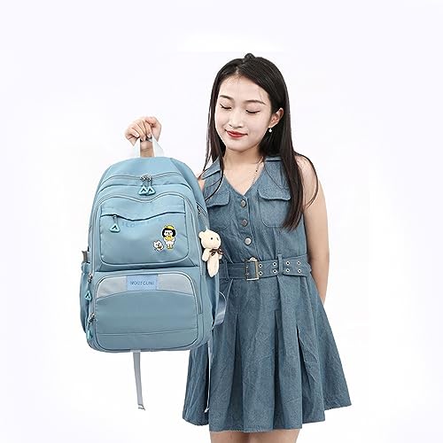 MOUTCLMB Kids backpack,Girls Backpack,Big-capacity School Backpacks 18.1 * 11.8 * 7.87in for Girls,School bags for Elementary Middle School High School,Send cute pendant(Blue)
