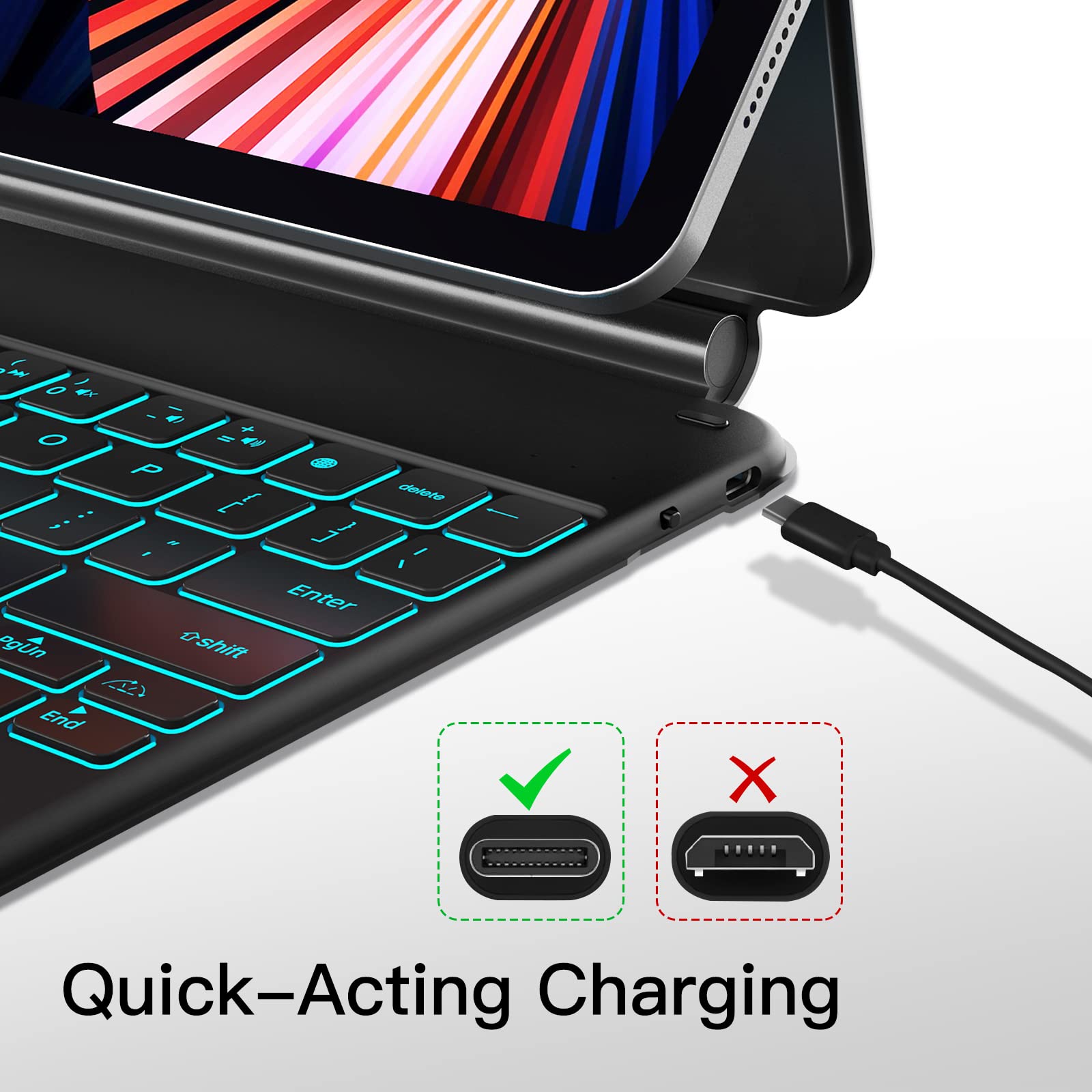 Magic-Style Keyboard Case for iPad Pro 11" & iPad Air 10.9", PIMOFEE Backlit Bluetooth Keyboard Case Cover with Trackpad for iPad Pro 4th 2022 / 3rd 2021/ 2nd 2018, iPad Air 5th 2022 / 4th 2020(Black)