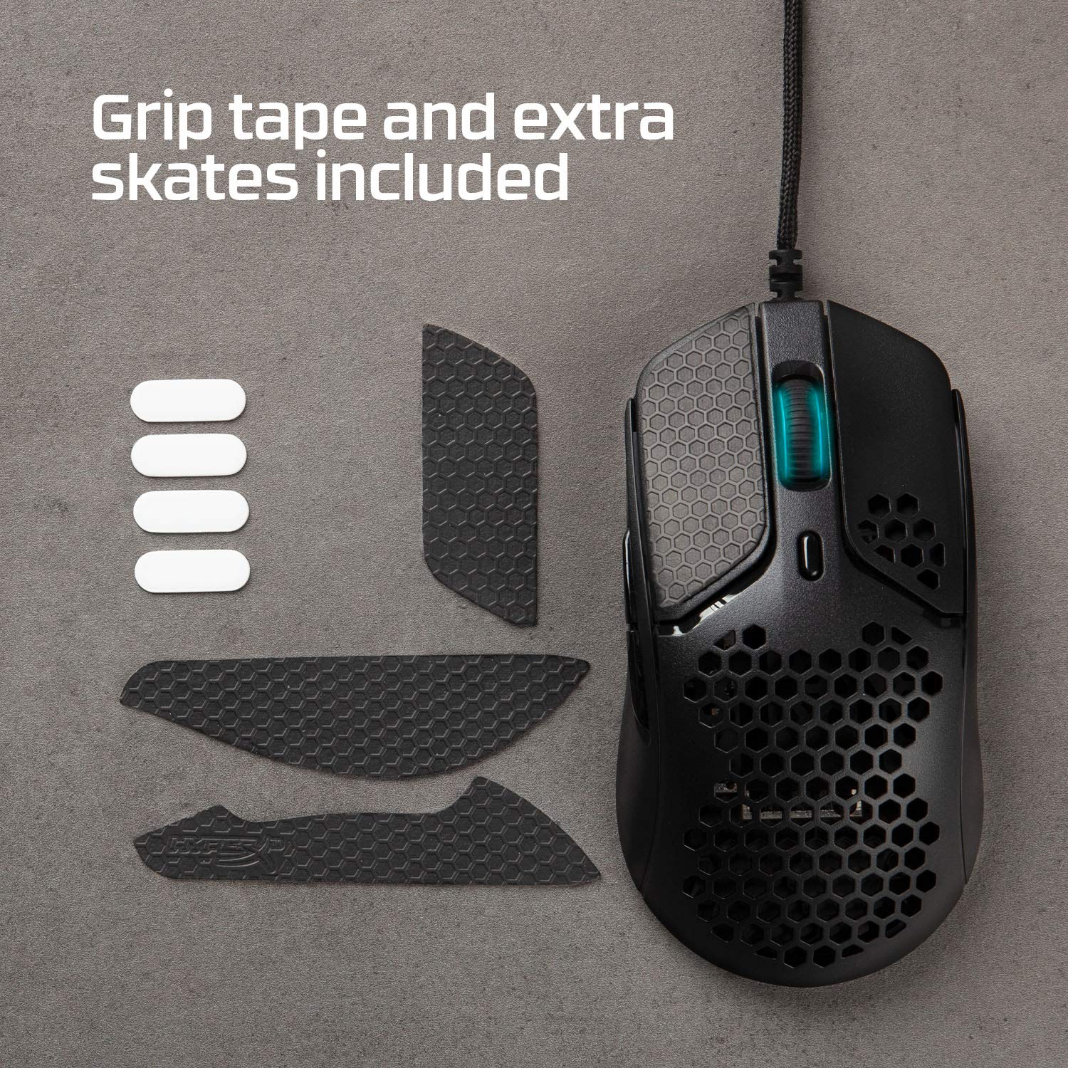HyperX Pulsefire Haste – Gaming Mouse – Ultra-Lightweight, 59g, Honeycomb Shell, Hex Design, Hyperflex USB Cable, Up to 16000 DPI, 6 Programmable Buttons - Black/Red (Renewed)