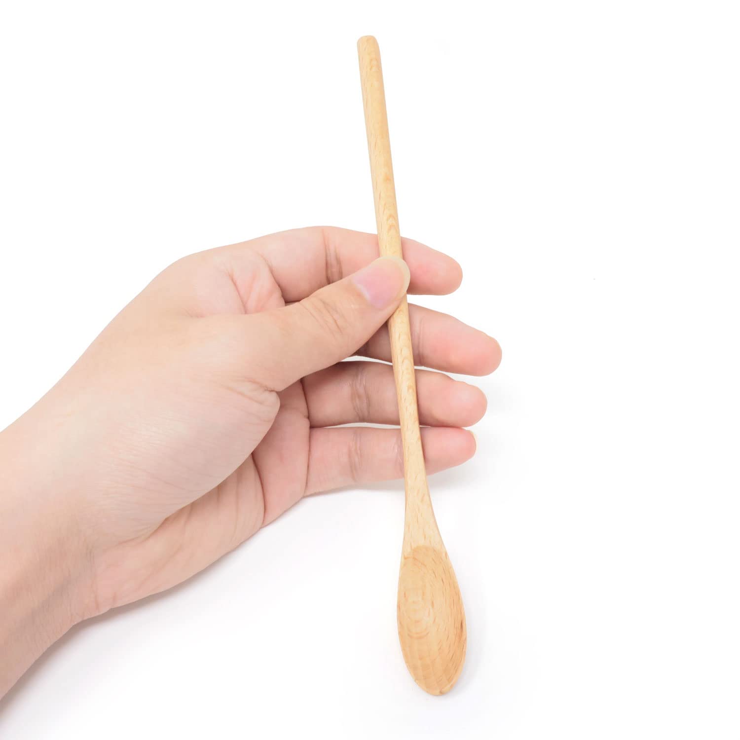 Honbay 4PCS Long Handle Wooden Coffee Spoons Wood Mixing Teaspoons Iced Tea Spoons for Espresso Milkshake Cold Drink and Spices (2 Color)
