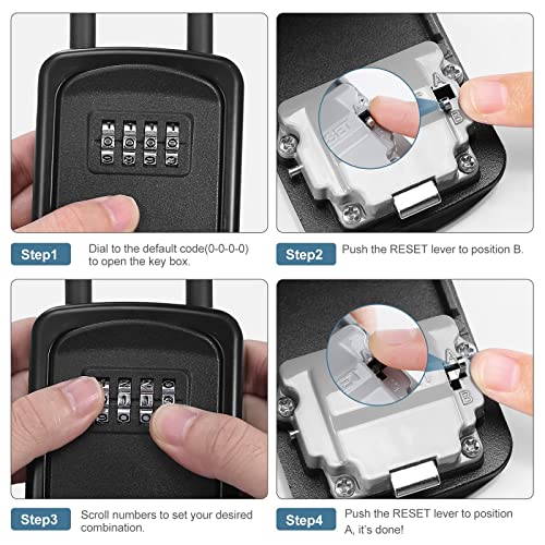 Key Lock Box for Outside,【2 Pack】Weatherproof 4 Digit Combination Key Storage Lock Box, 5 Keys Capacity Lockbox with Removable Shackle for Indoor Outdoor, Small Size 3.66in