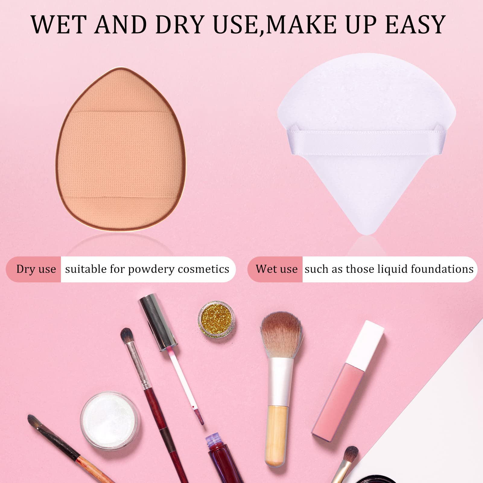 Jspupifip 16 Pieces Mini Powder Puff Bulk,Face Triangle Finger Makeup Puff Bulk Soft Beauty Face Setting Sponge Pack for Mineral Loose Powder Body Cosmetic Foundation Sponge Wet Dry Cosmetic Tool