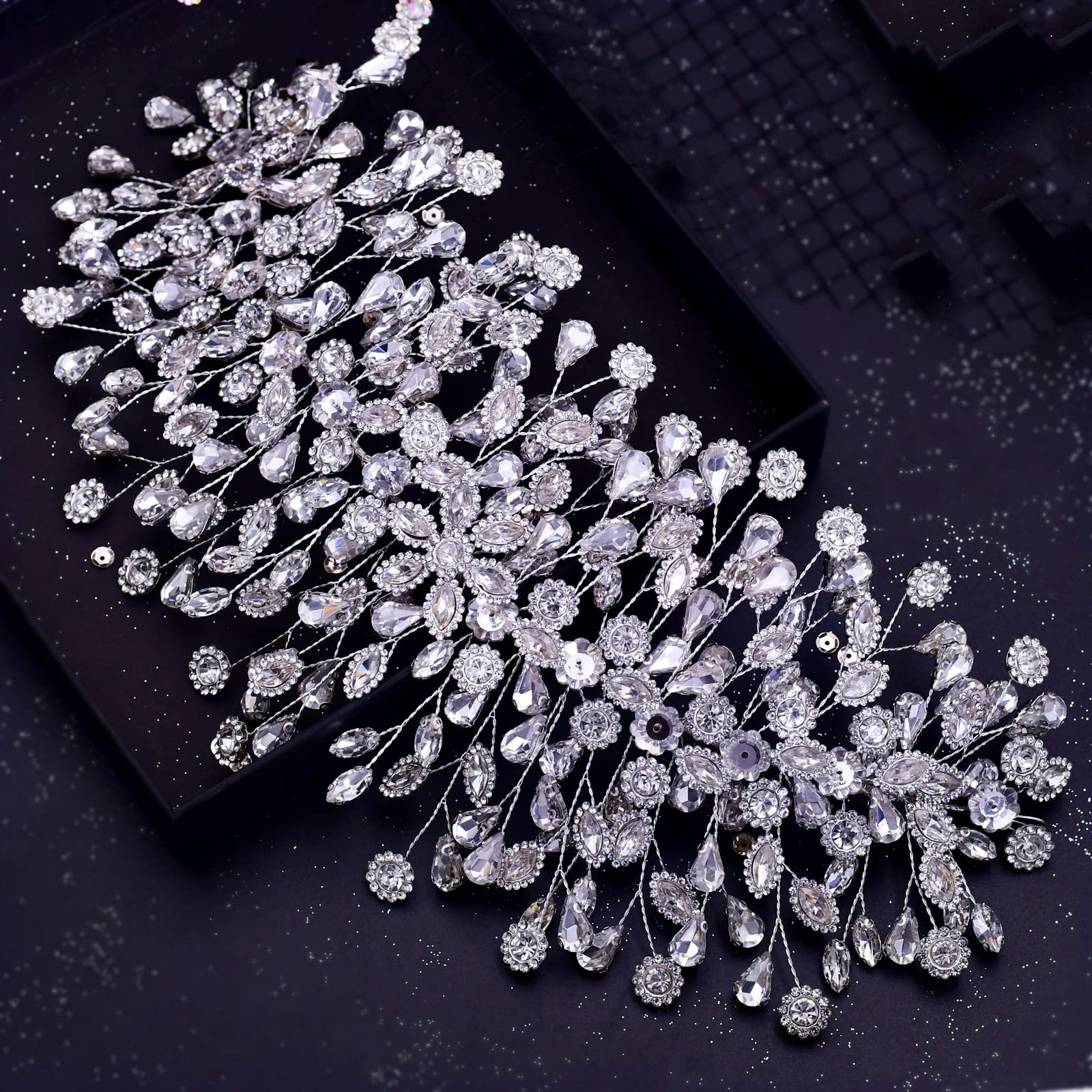 GAODESI Wedding Headband Bridal Hair Pieces Rhinestone Hair Accessories for Brides