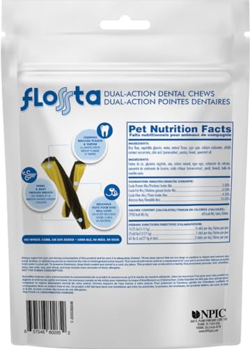 N-Bone FLOSSta Dual Action Dental Chews Mint Flavor, 6.4-oz Bag