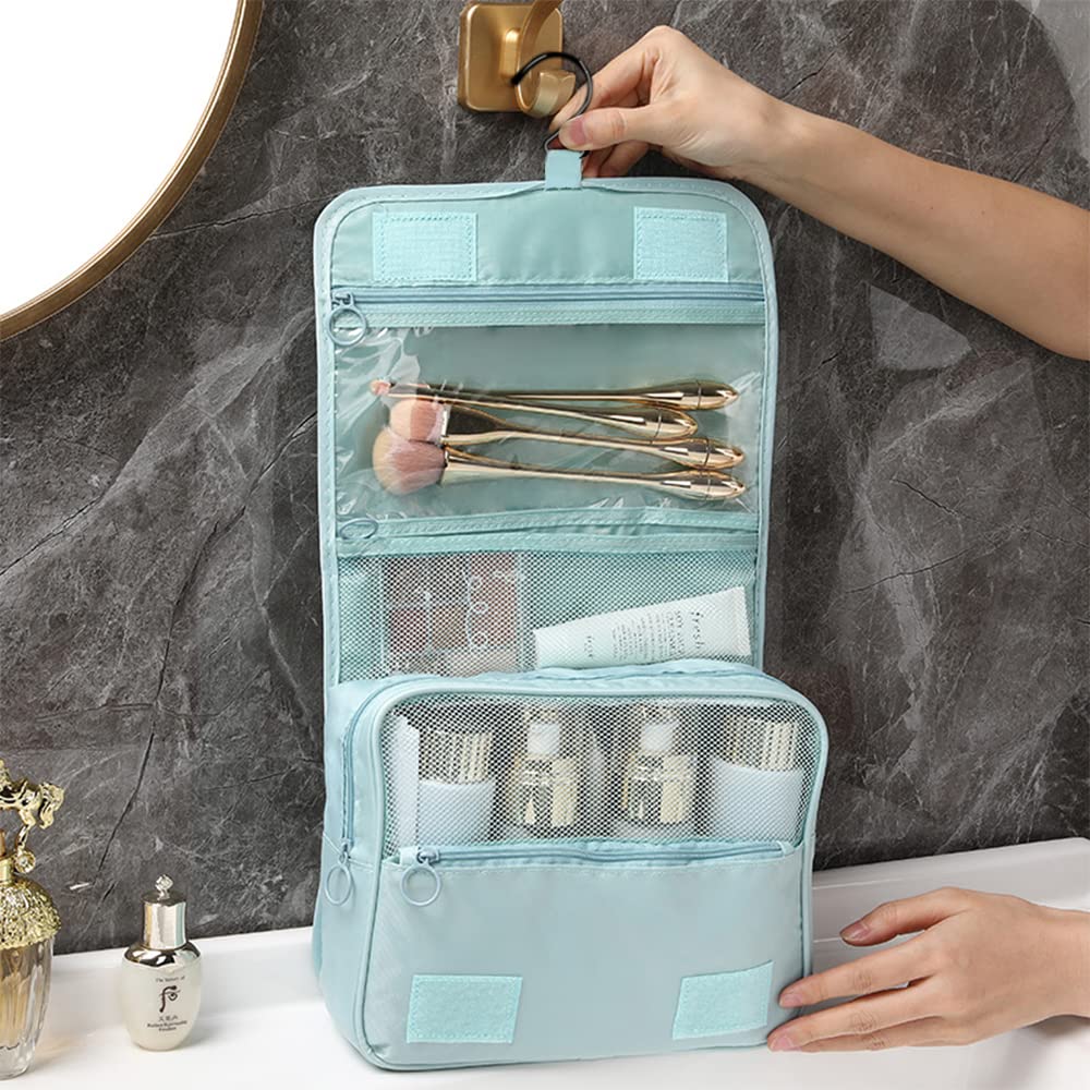 Fesaymi Hanging Travel Toiletry Bag Water-Resistant Makeup Cosmetic Bag Travel Organizer for Accessories, Shampoo, Full Sized Container, Toiletries with Sturdy Hook-A