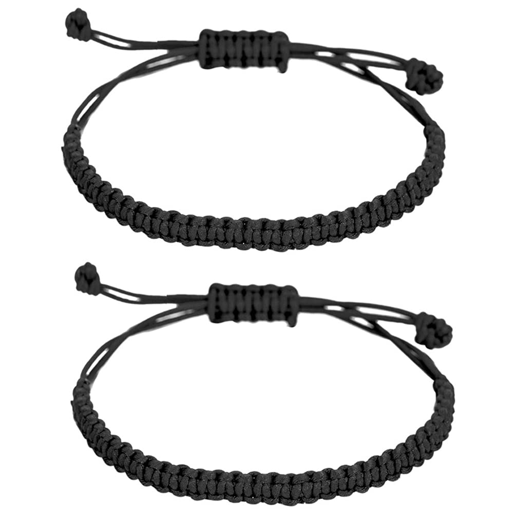 fytease 2PCS String Bracelets for Women Men Handmade Red Black Buddhist Tibetan Woven Rope Bracelet for Protection and Luck Friendship Bracelet
