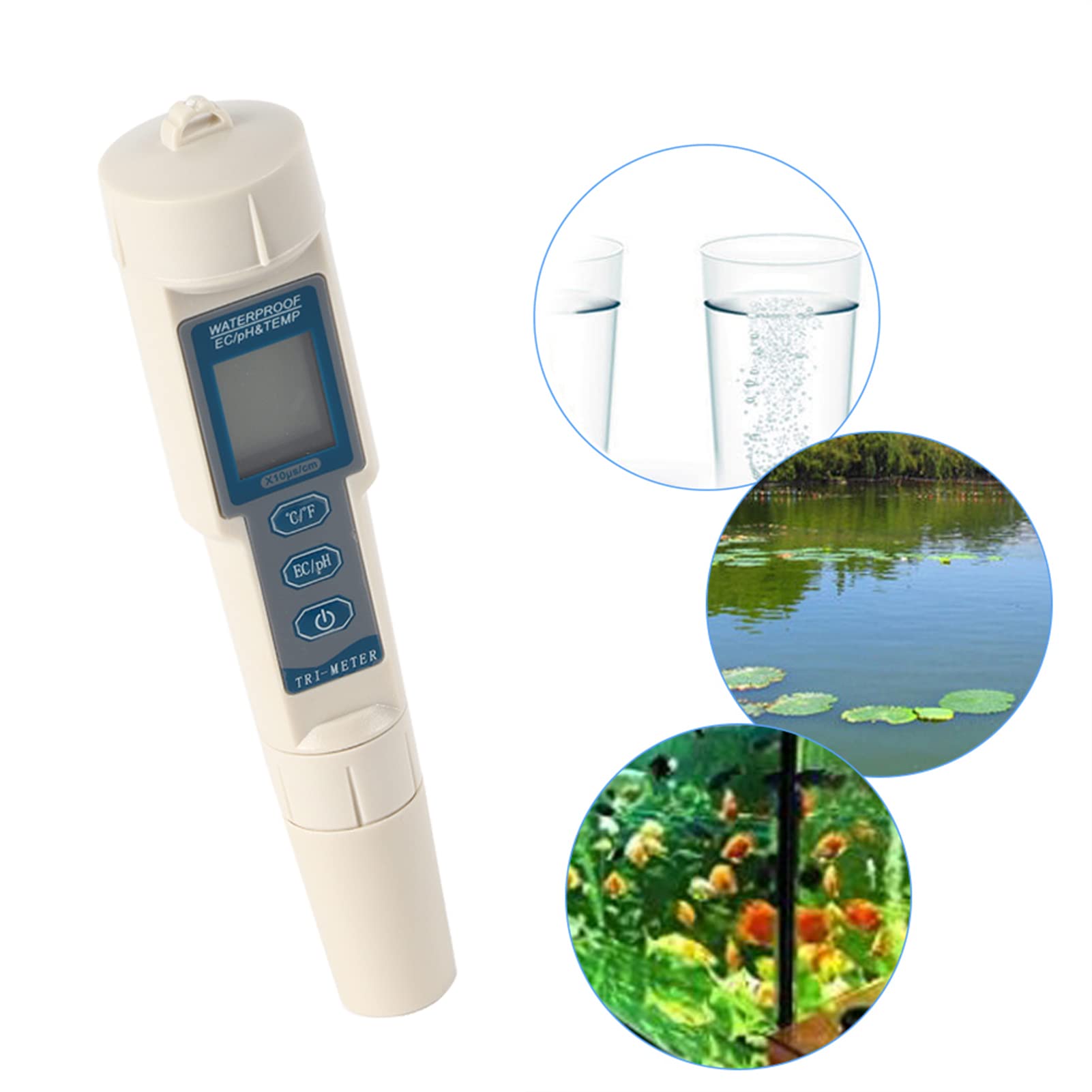 Hztyyier Digital Meter, 3 in 1 EC Temp Meter Water for Water Quality Monitor Tester