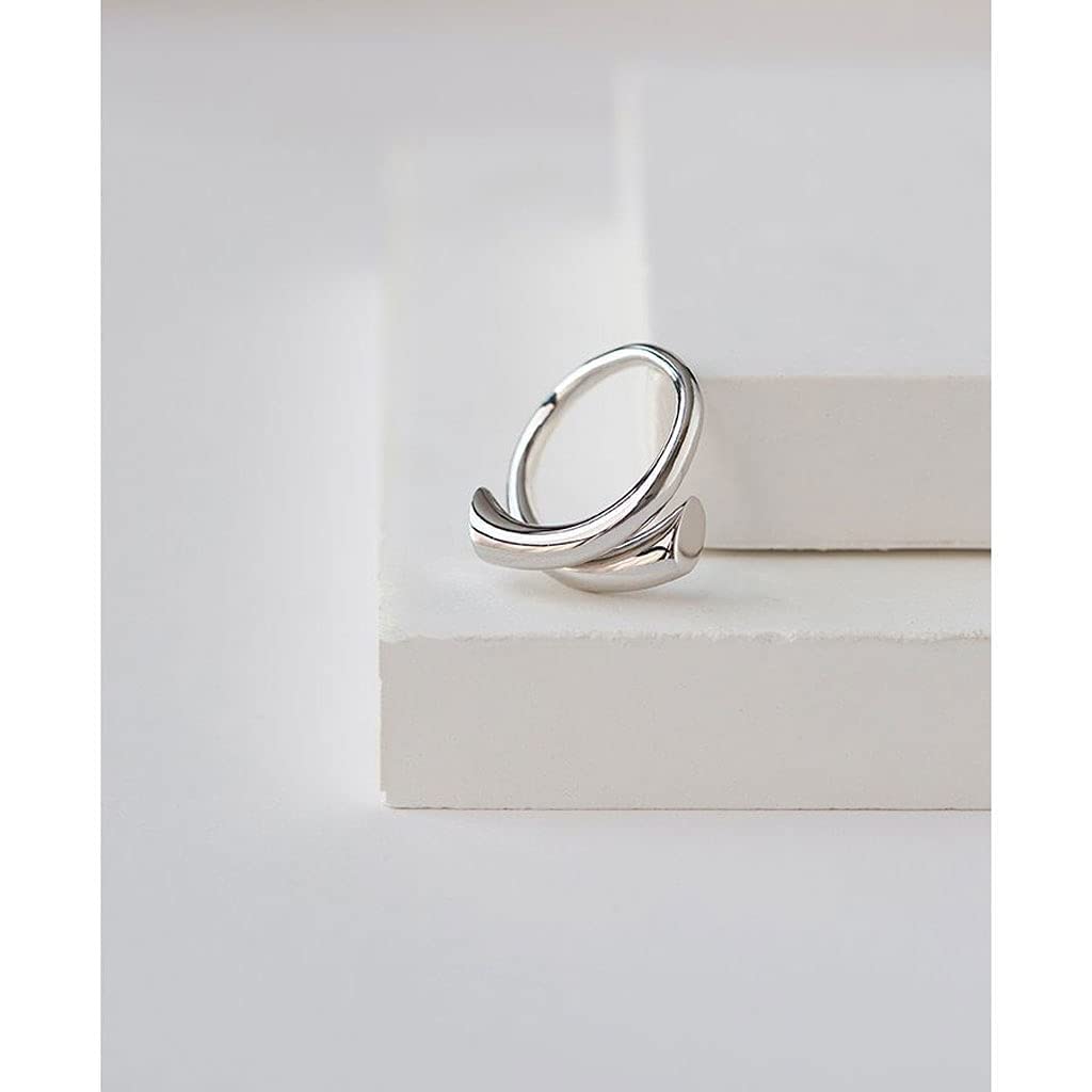 JIABA Adjustable 925 Sterling Silver Rings Double Line Thumb Ring Statement Minimalist Jewelry High Polish Open Ring for Women