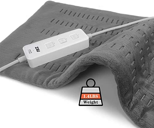 Weighted Heating Pad, XL King Size Electric Hot Heated Pad for Back Pain Relief, Auto-Off, Moist & Dry Heat Therapy, for Neck, Shoulder, Menstrual Pain & Sore Muscle, Cramps Relief，12"x24"