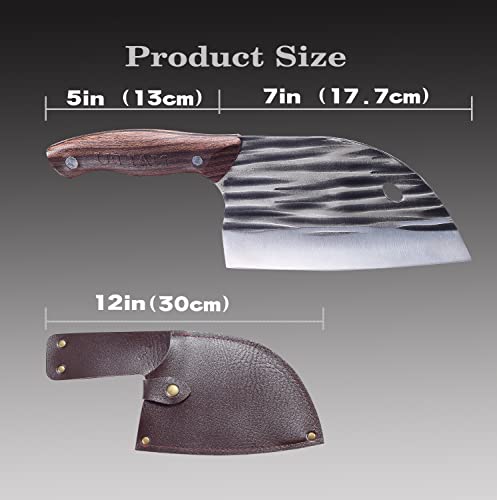 Meat Cleaver for Meat Cutting and Serbian Chef Knife Heavy Duty