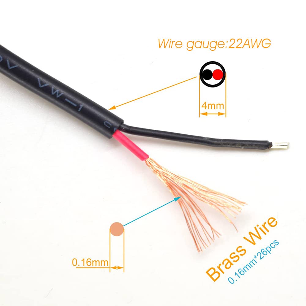 KSOPUERT 2Pcs USB A Female Plug to Bare Wire Open End Cable 3.3Ft(100cm) 5V 2.1A 2 & 4 cores Power and Data Transmission Pigtail Repair Tin on The Tail Cable Cord DIY Black