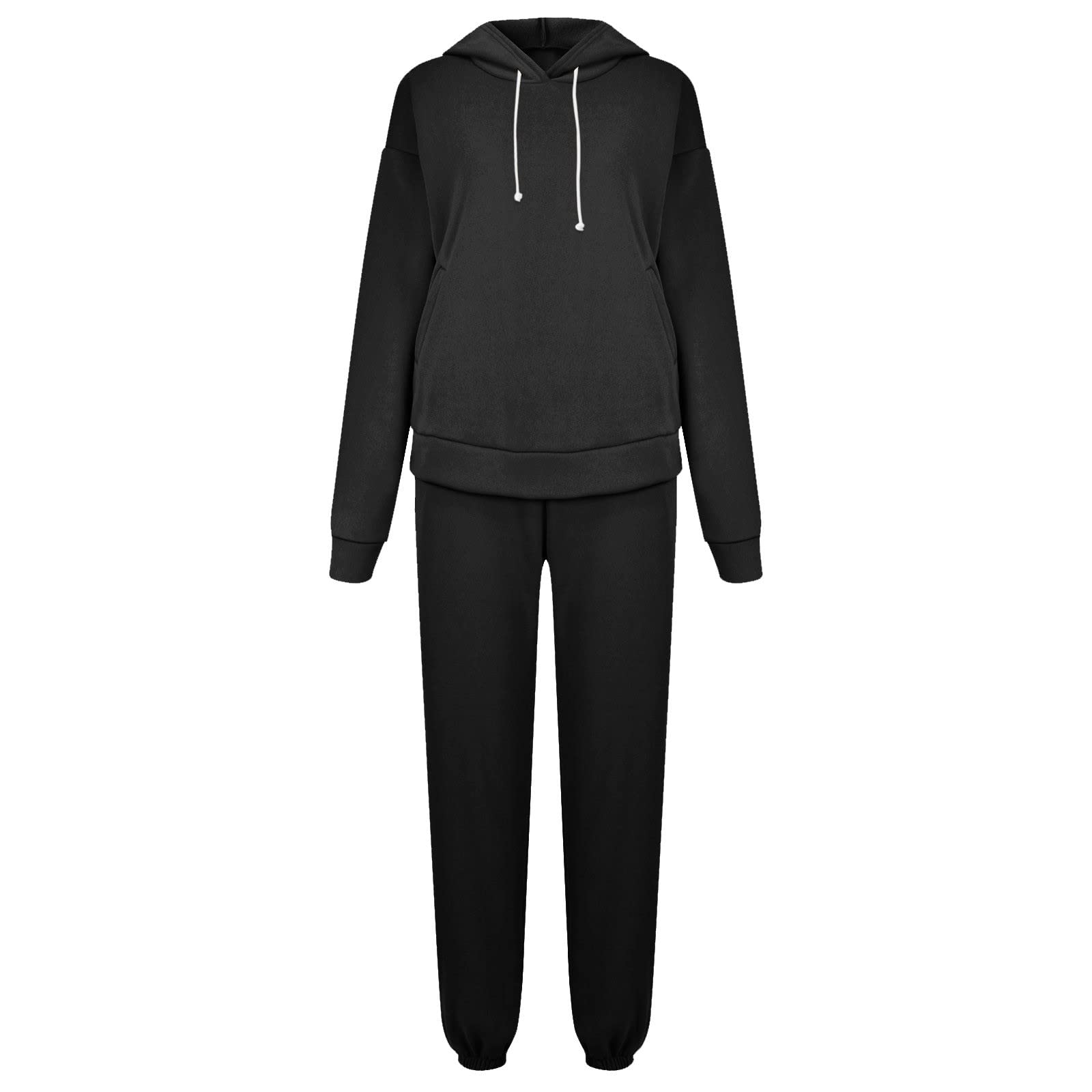 Jielayou Sweatsuit for Women 2 Piece Outfits Sets Plus Size Casual Hoodie Sweatshirt and Sweatpants Tracksuit Lounge Set