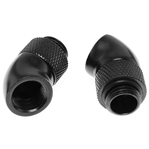 DGZZI 45 Degree Angled Fitting 2PCS G1/4" 45 Degree Black Male to Female Rotary Extender Fitting for Computer Water Cooling System