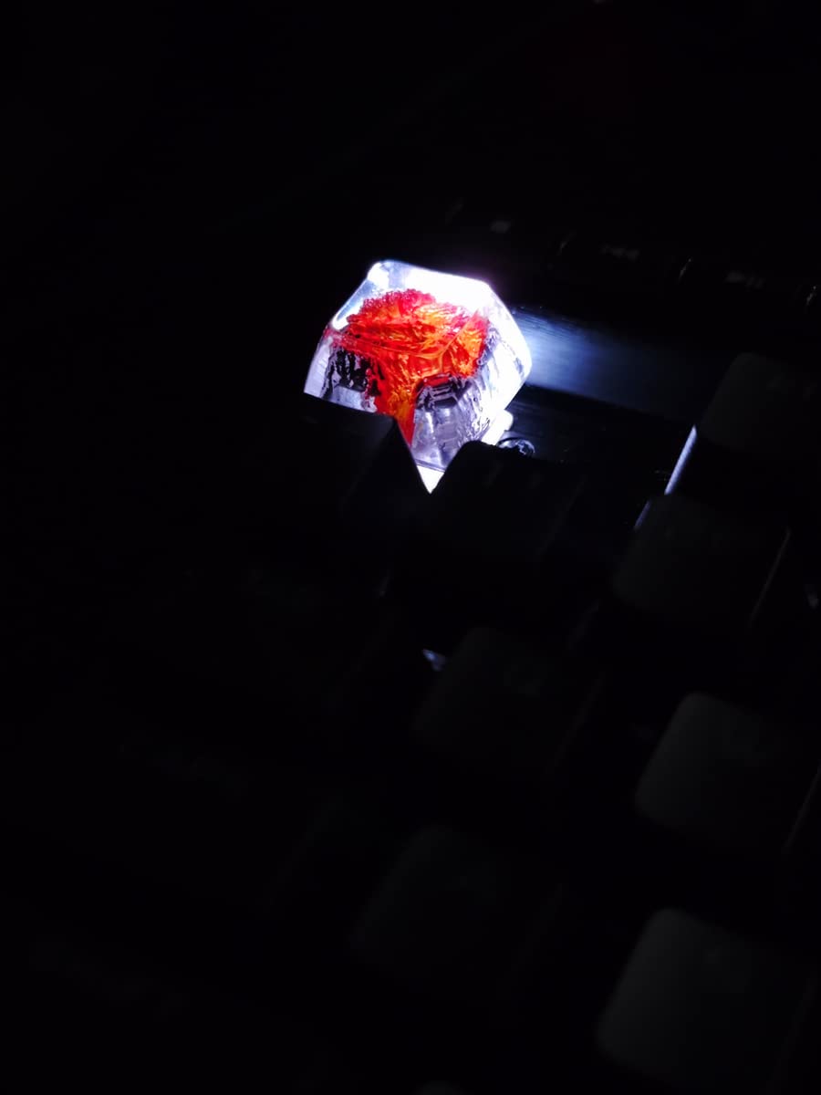 MECHKYP Handmade Mt .Fuji Backlit Resin Artisan Keycap R4/Esc Key Cap Shine Through Translucent SA Profile for Cherry MX Switch Gaming Mechanical Keyboard,Volcano Magma (Magma)