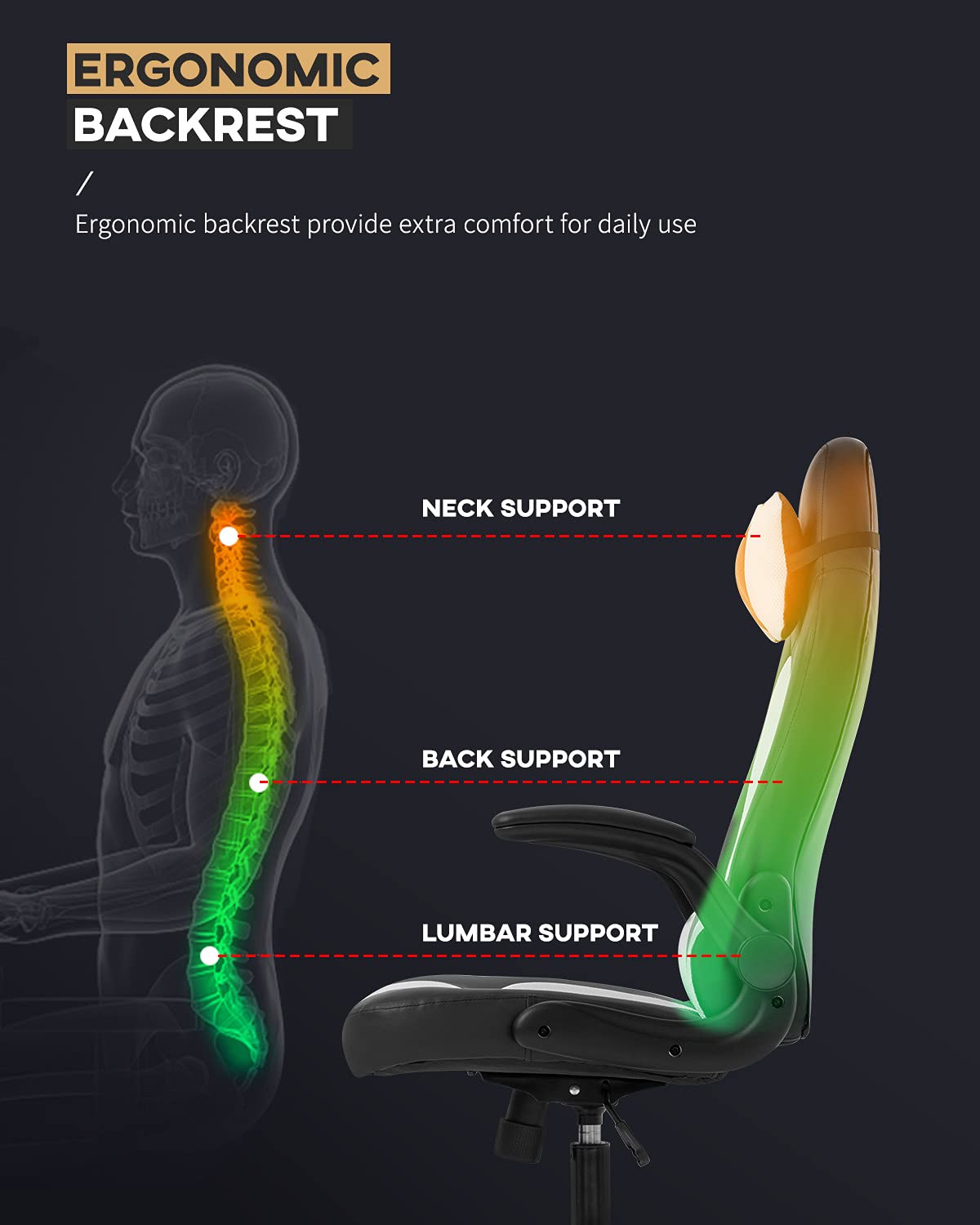 PC Gaming Chair Ergonomic Office Chair Computer Desk Chair with Armrests Headrest and Lumbar Support High Back PU Leather Executive Racing Chair for Home (White)