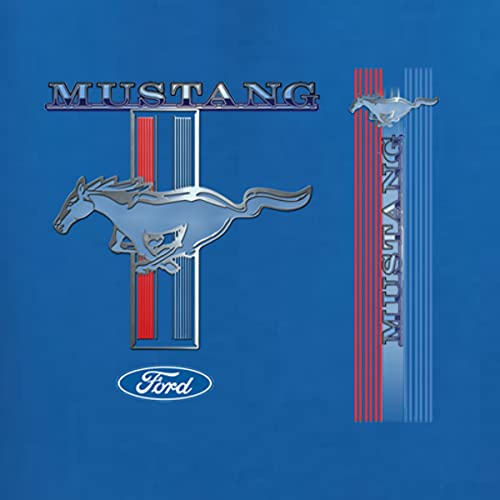 Ford Mustang Classic Pony USA Logo Emblem Cars and Trucks Front and Back Men's Graphic T-Shirt, Royal, Large