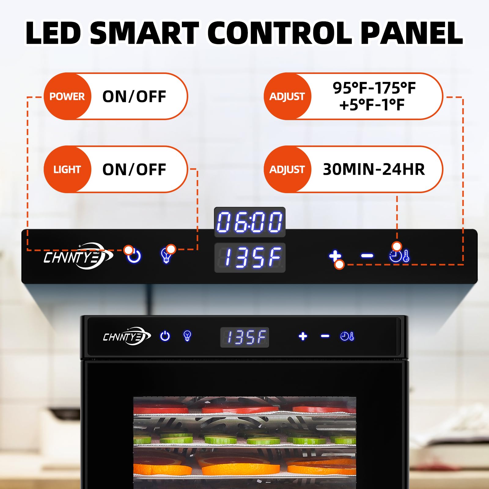 Food Dehydrator with 12 Stainless Steel Trays, Double Fans, Precise Temperature Control, and Fast Drying Speed with Adjustable Timer and Temperature Control - 1200W Dryer Machine