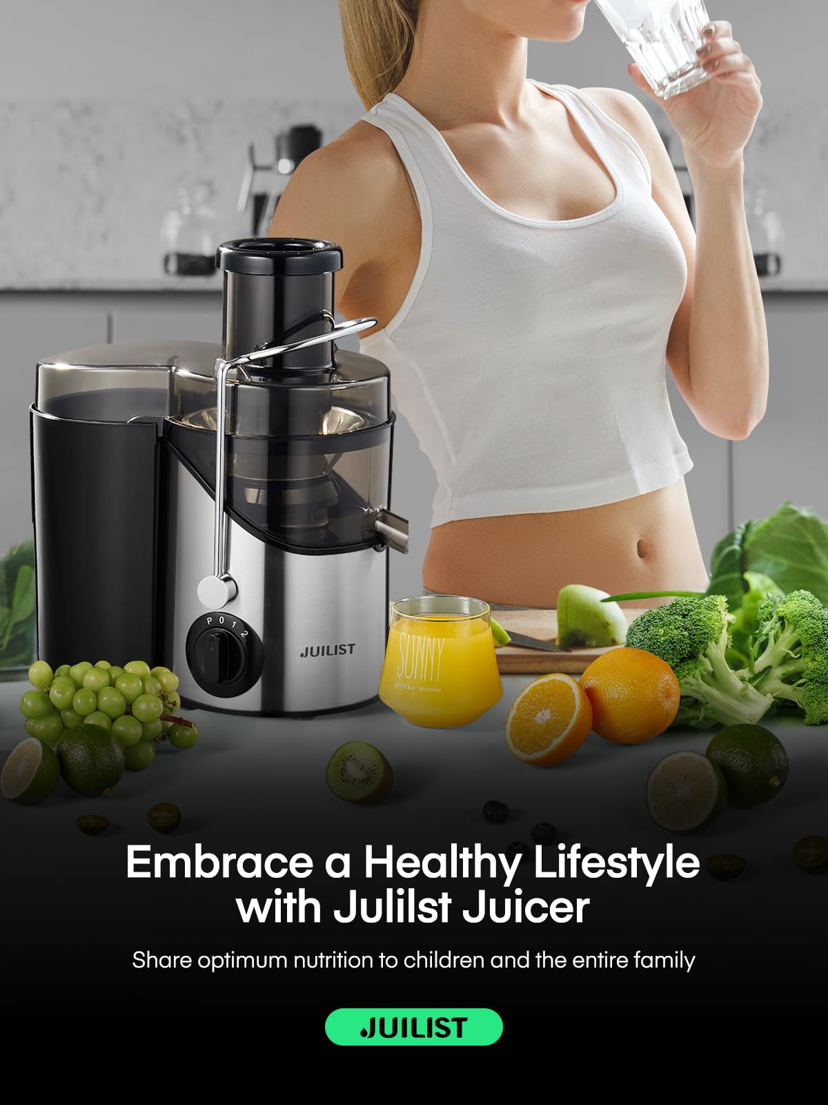 Juicer Machines, 600W Centrifugal Juicer Extractor with Wide Mouth 3” Feed Chute, 1200W Peak Power for Hard & Soft Fruit Vegetable, Easy to Clean, Stainless Steel, Silver